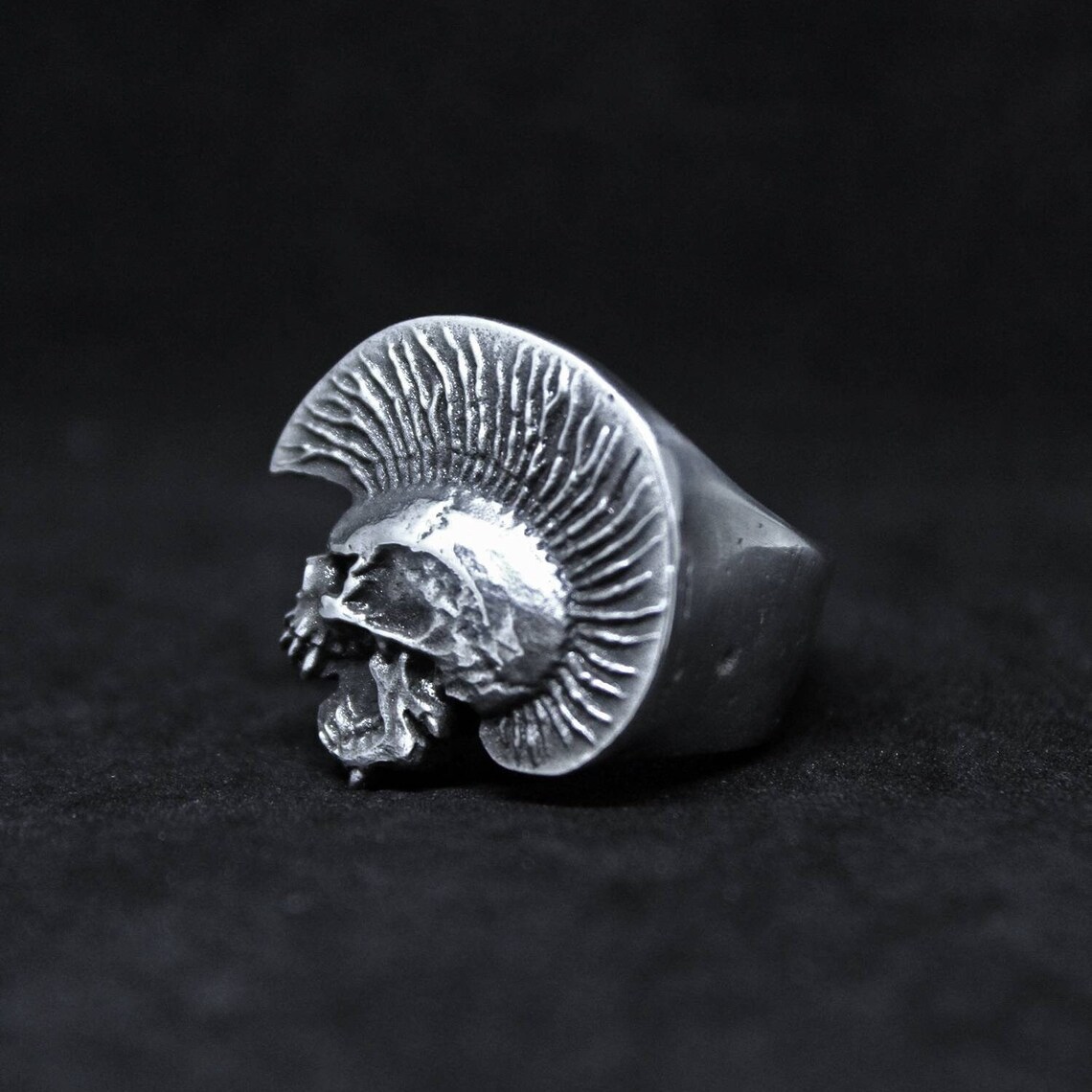 Hand Sculpted Punk Mohawk Skull Ring : Oxidized Lead Free - Etsy