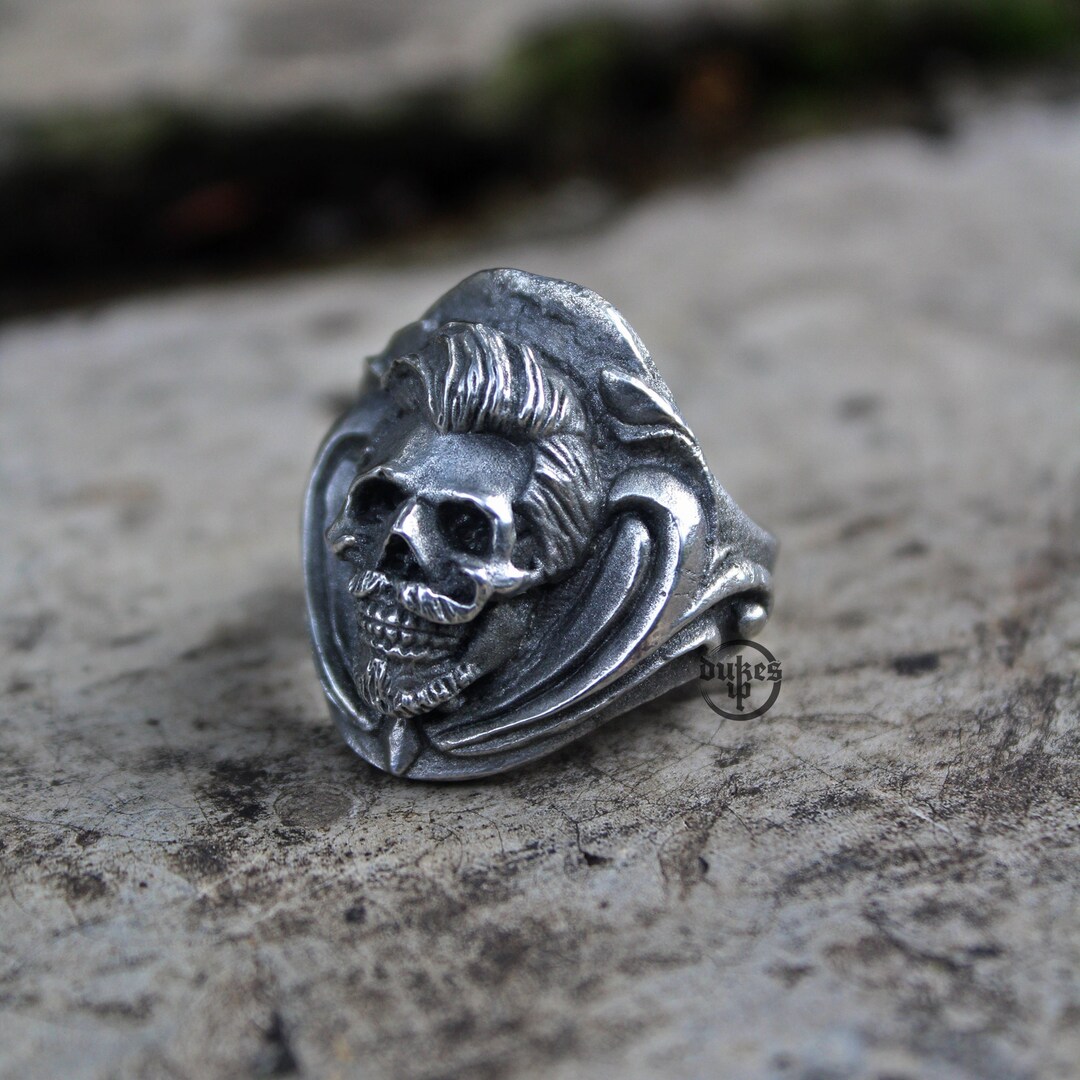 Hand Sculpted Bearded Skull Ornament Ring : Oxidized Lead Free Pewter ...