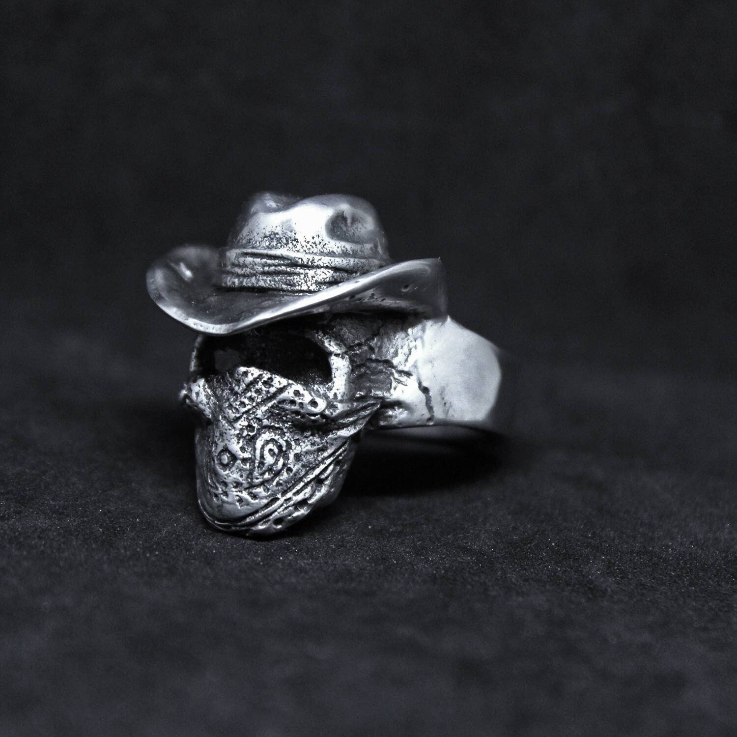 Hand Sculpted Cowboy Skull Ring : Oxidized Lead Free Pewter Ring ...
