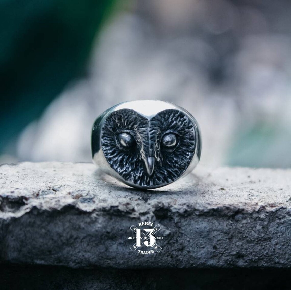 Hand Sculpted Barn Owl Pewter Ring : Oxidized Lead Free Pewter - Etsy