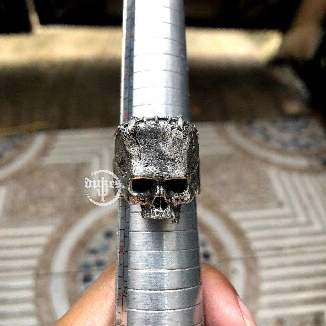 Handmade Sculpted Jawless Frankenstein Monster Skull Ring : Oxidized ...