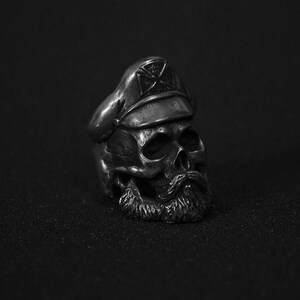 Hand Sculpted Bearded Skull Captain Ring : Oxidized Lead Free Pewter ...