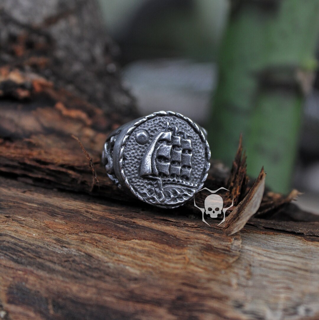 Sail Ship Sailor Signet Ring, Handmade Sculpted Ships Signet Rings ...