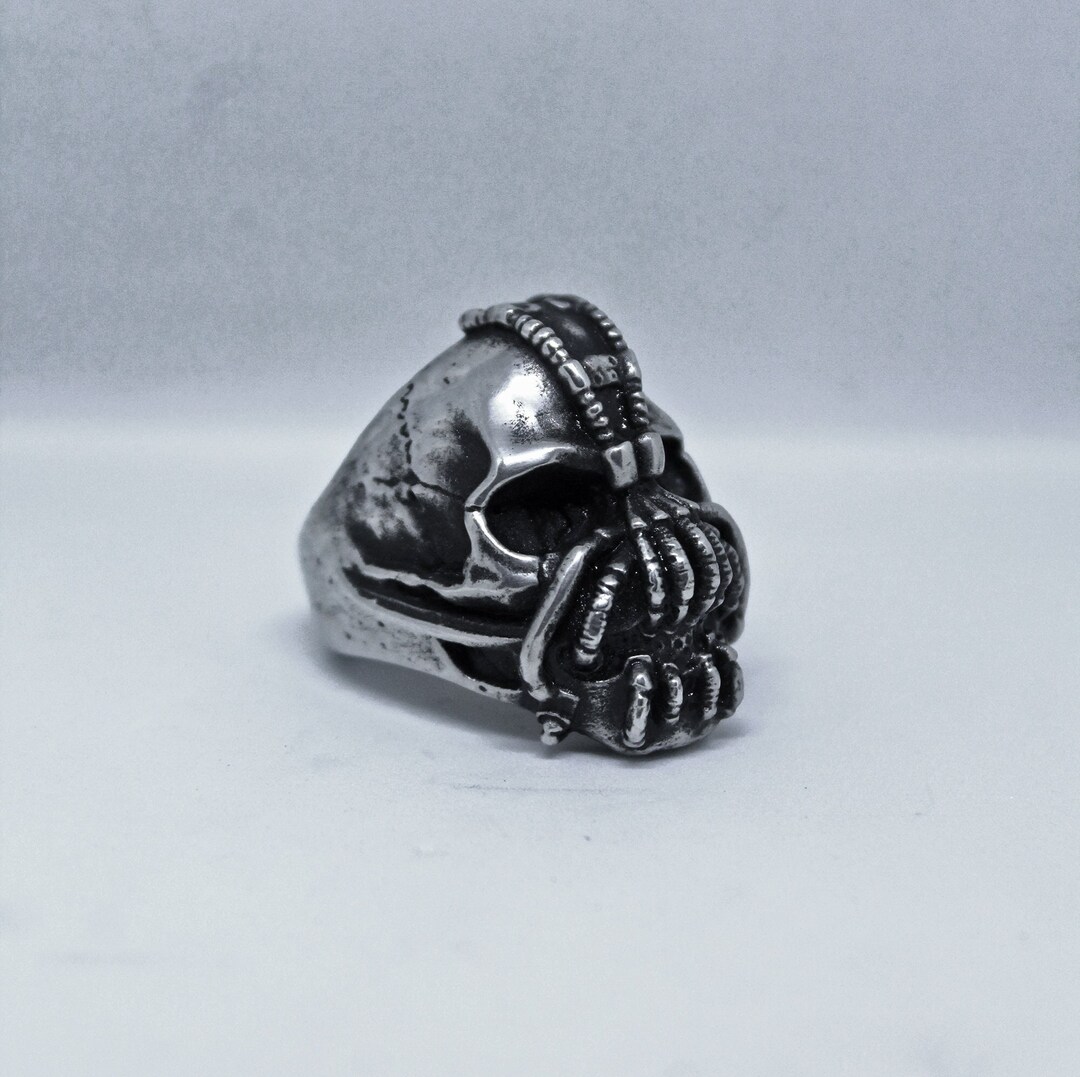 Hand Sculpted Gotham Villain Bane Mask Skull Ring : Oxidized Lead Free ...
