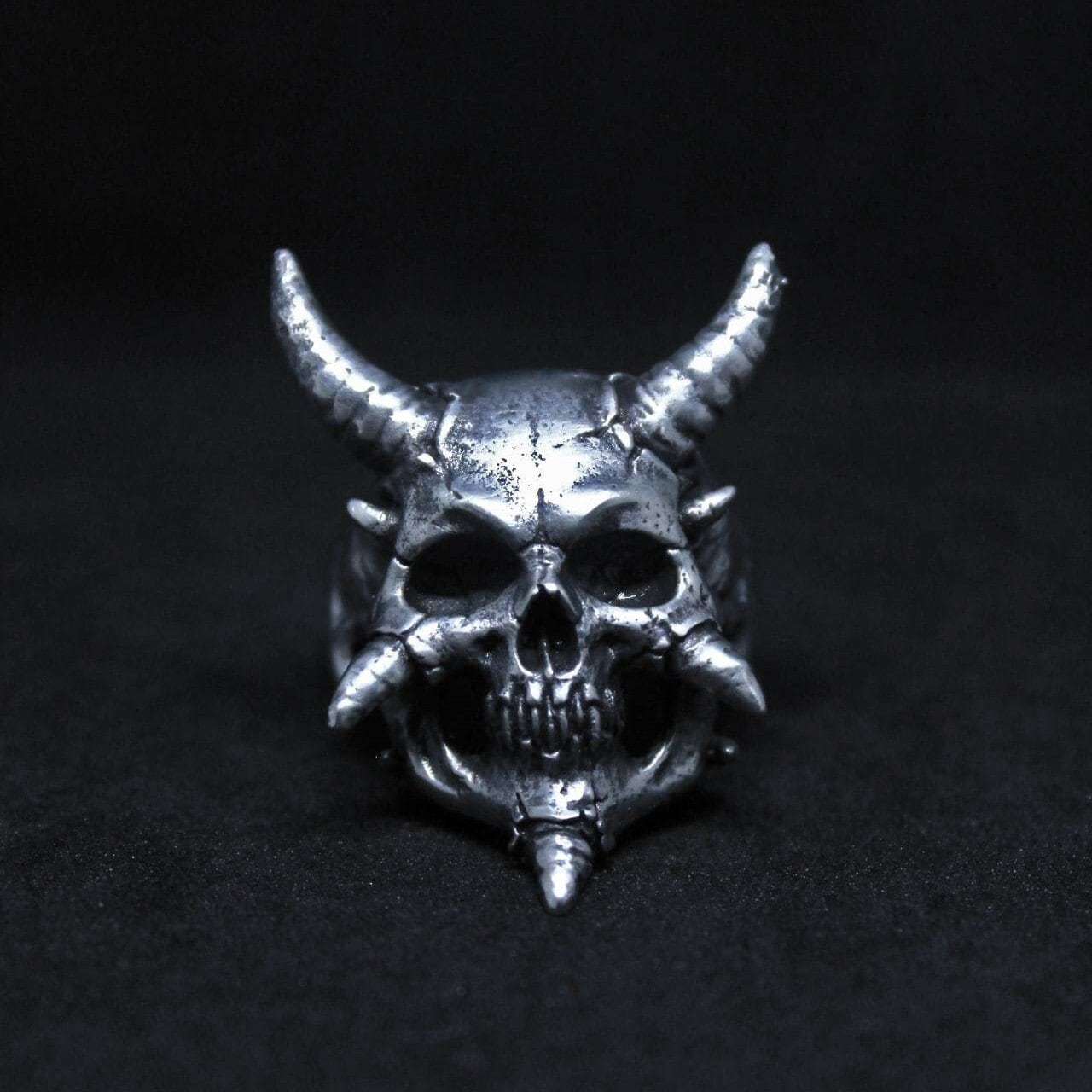 Skull Demonic Horns Ring Beast Skull Ring Devil Ring | Etsy
