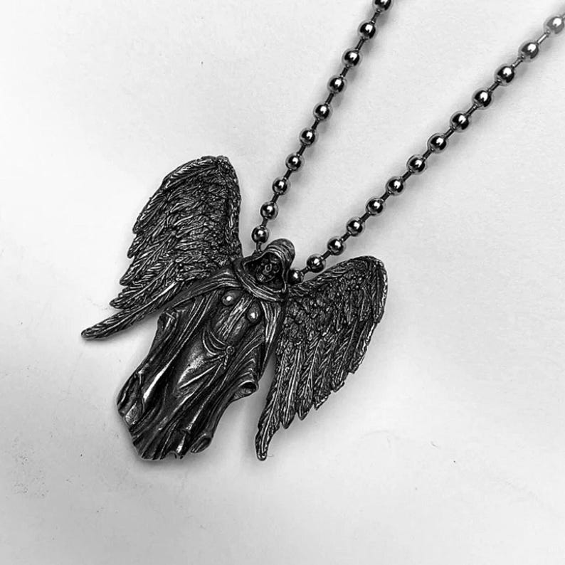 Hand Sculpted the Angel of Death Pendant, the Ark of Death, Oxidized ...