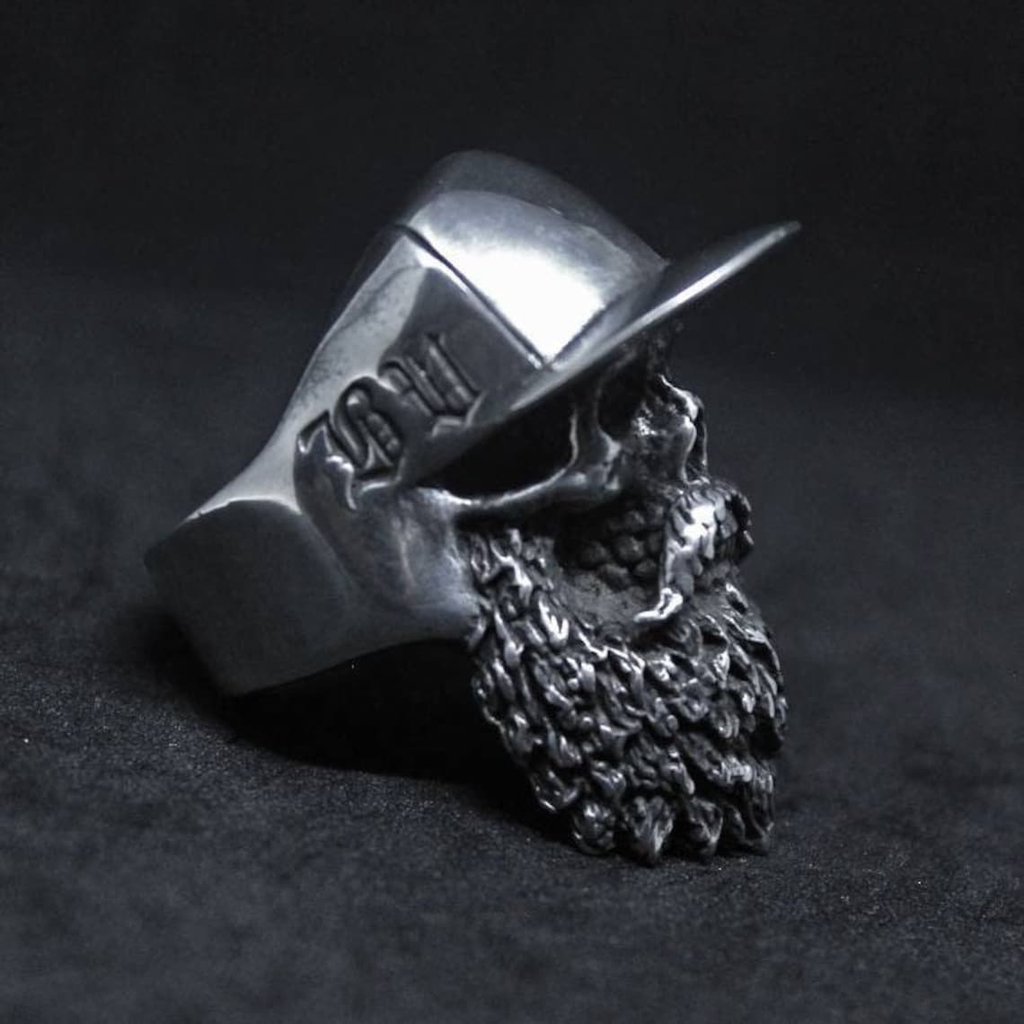 Hand Sculpted Bearded Hat Skull Ring : Oxidized Lead Free - Etsy