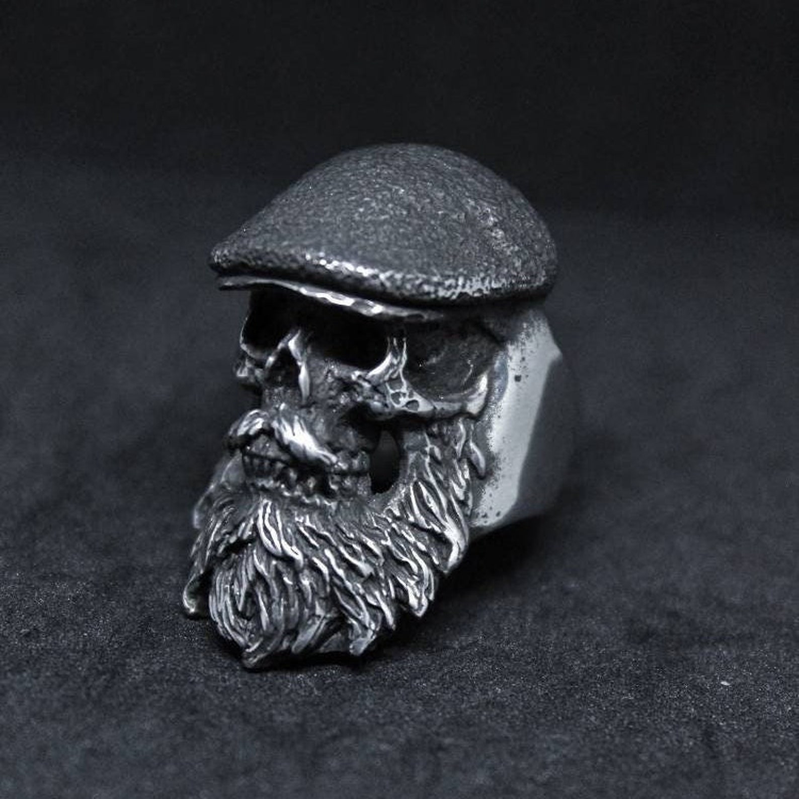 Bearded Irish Skull Ring, Bearded Hat Skull Rings, Beard Man Ring ...