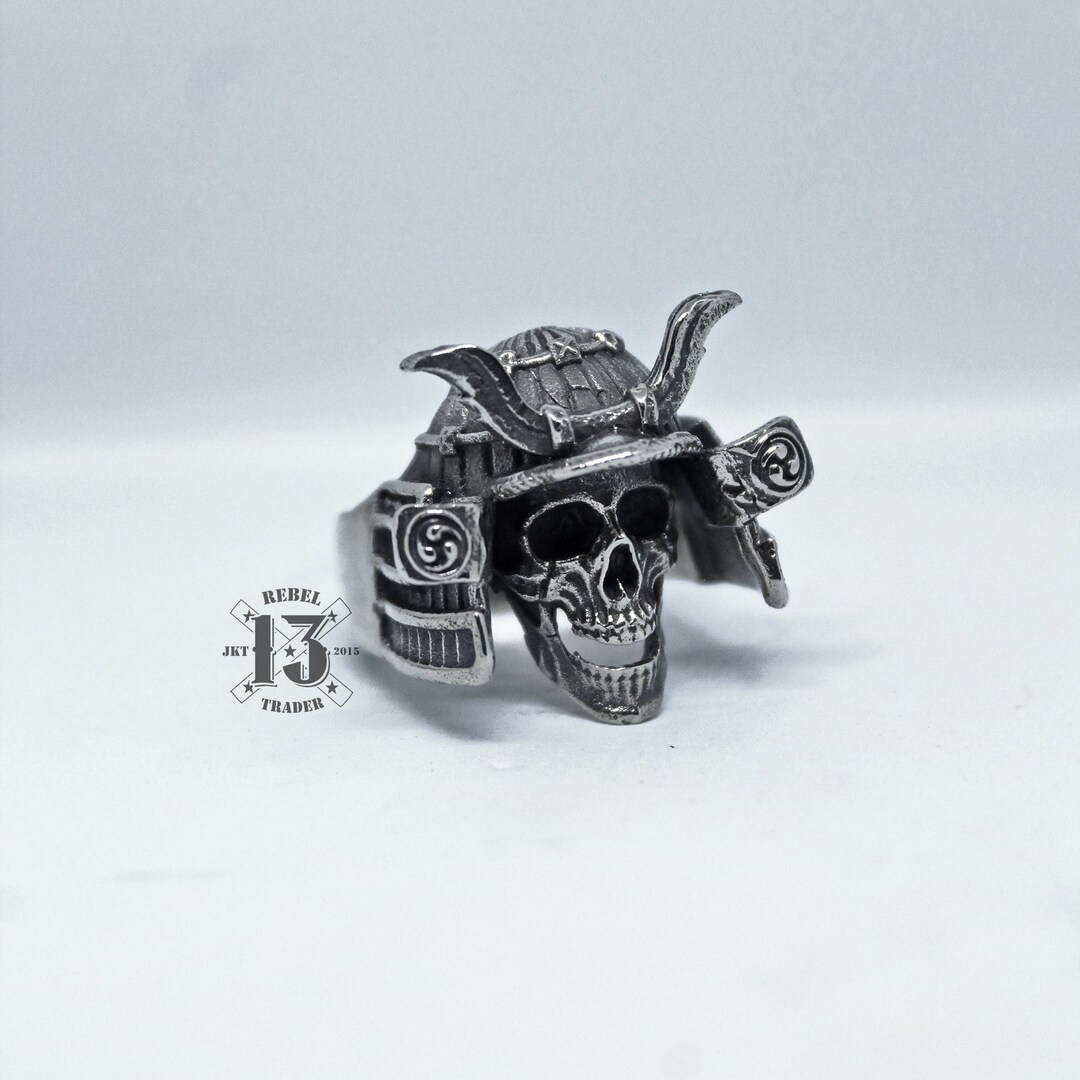 Hand Sculpted Ronin Samurai Warrior Skull Ring : Oxidized Brass and ...