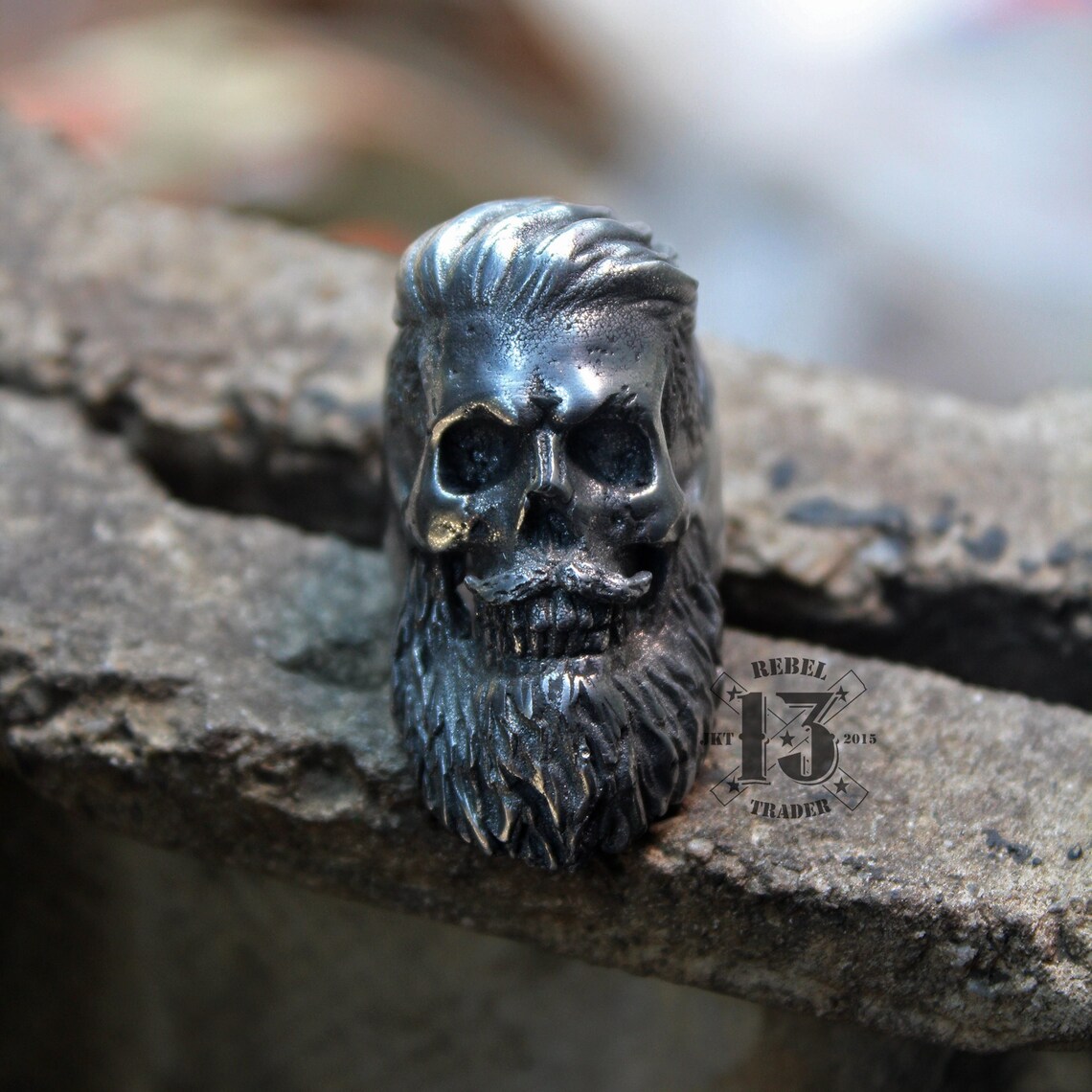 Hand Sculpted Bearded Gentleman Skull Ring : Oxidized Lead Free Pewter ...