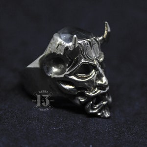 Demon Oni Silver Ring, Japanese Mask Ring, Japan Ring, Hannya Mask Ring ...