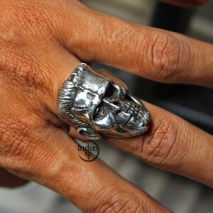 Hand Sculpted Frankenstein Monster Creature Half Face Half Skull Ring ...