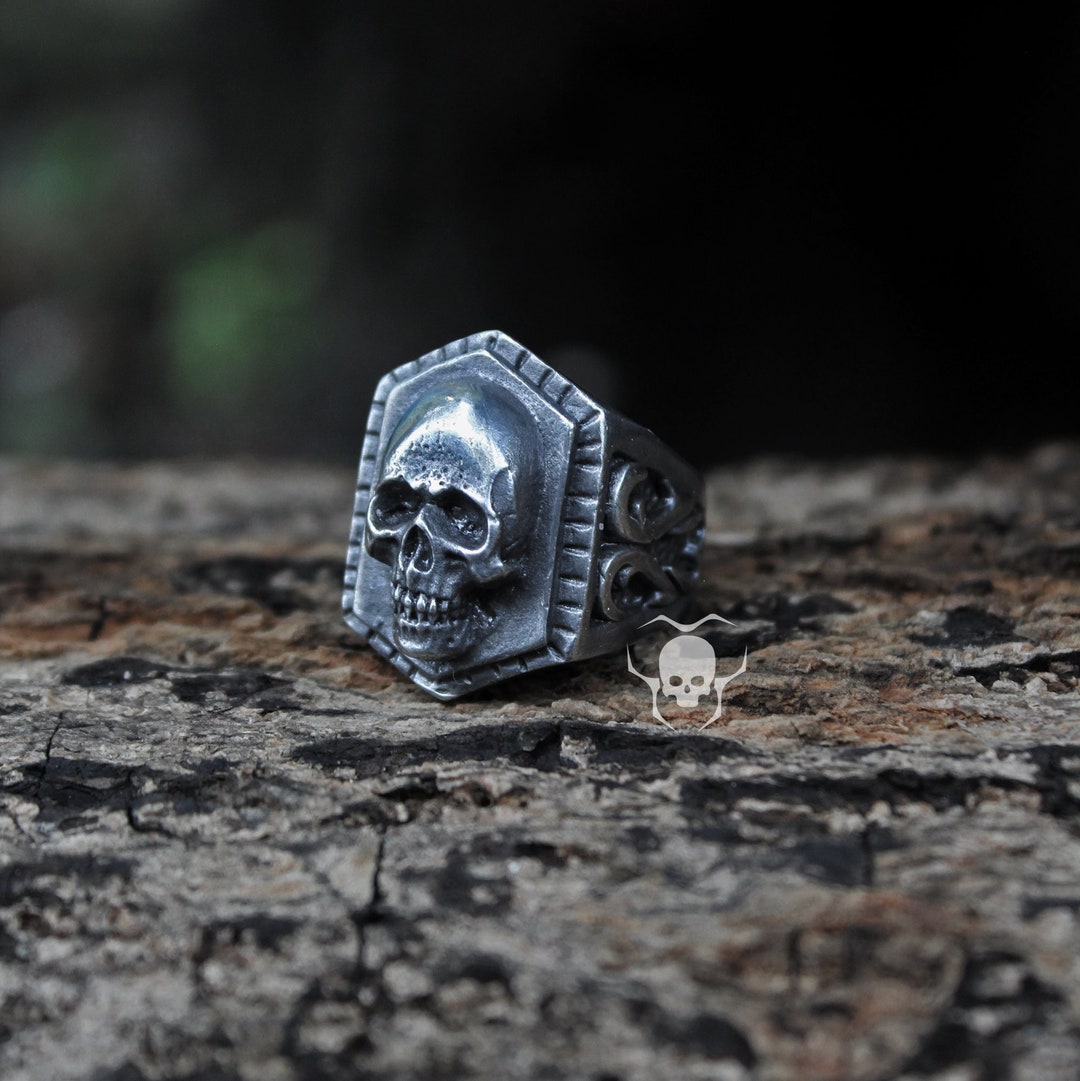 Classy Ethnic Skull Signet Ring, Rebel Biker Ring, Handmade Skull ...