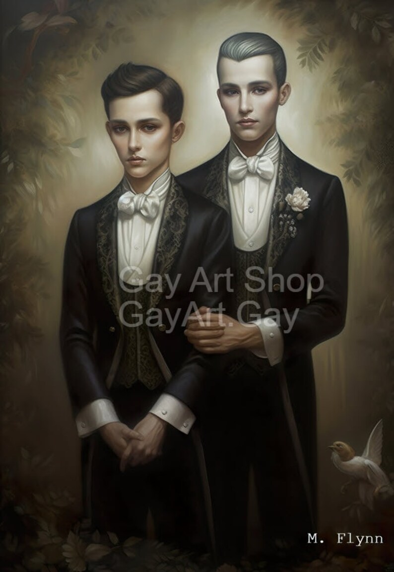 1800s Gay Gentlemen Couples Art — Pop Surrealism Canvas Print - Etsy