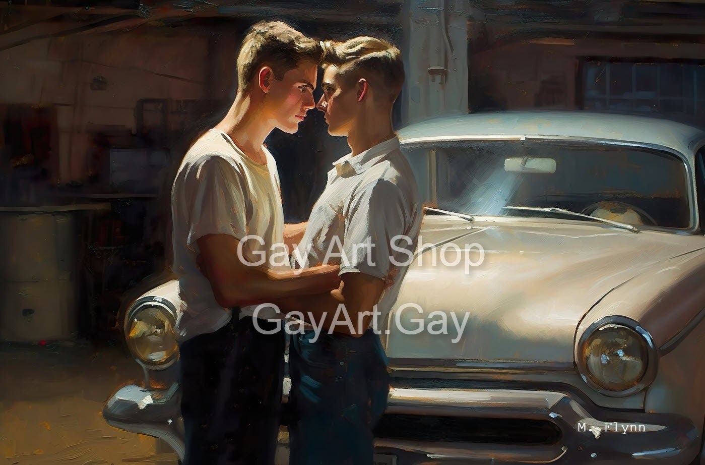 1950s Garage Gays -- Retro Vintage Gay Artwork Series — Oil Painting ...