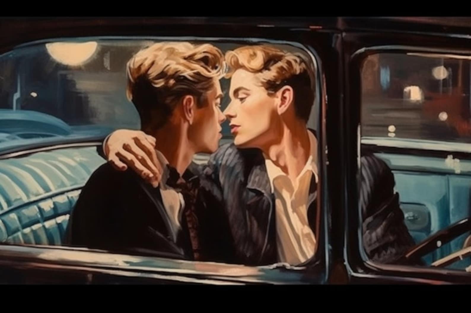 1950s Road Heading South Retro Vintage Gay Art Print Series Oil