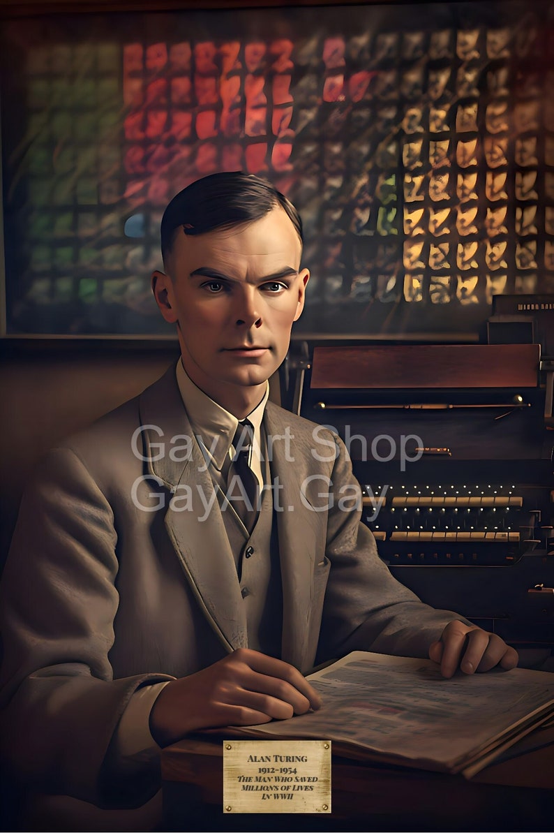 Alan Turing Oil Portrait Style Reproduction -- Historic Hero Gay Print ...