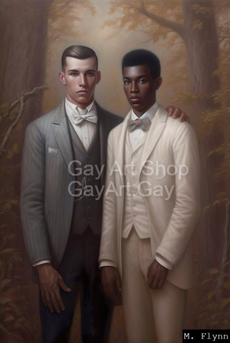 1800s Gay Gentlemen Couples Art — Pop Surrealism Canvas Print - Etsy