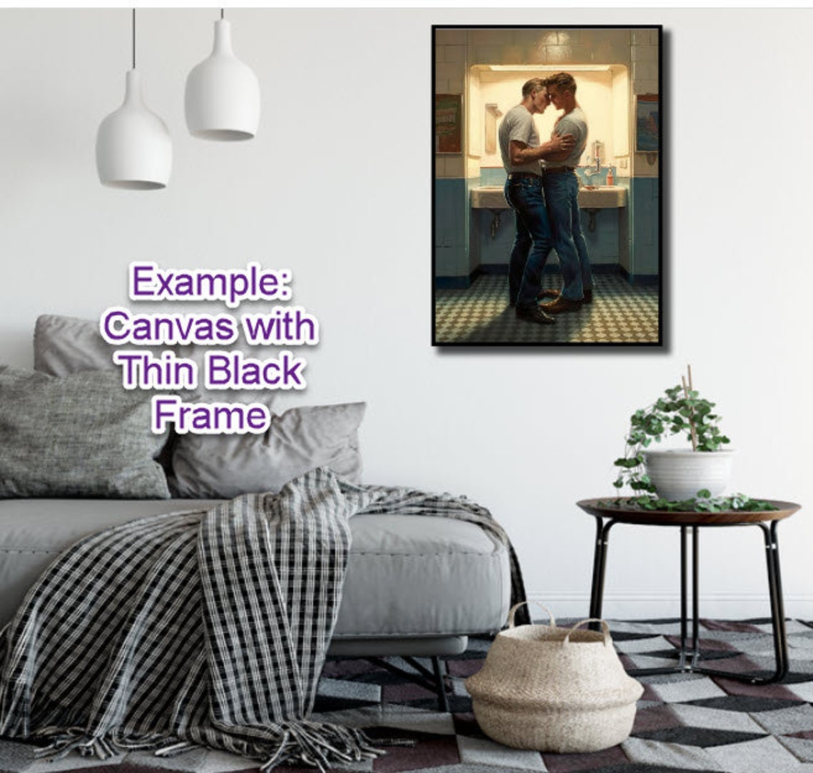 1950s Restroom Cruise Art – Retro Gay Erotic Canvas Print — Ready to ...