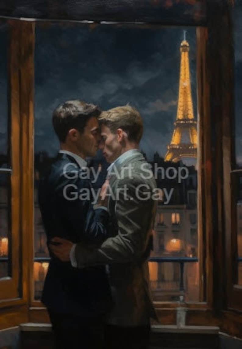 1950s Gay Paris Art Print -– Romantic Encounter, Vintage Style Canvas ...