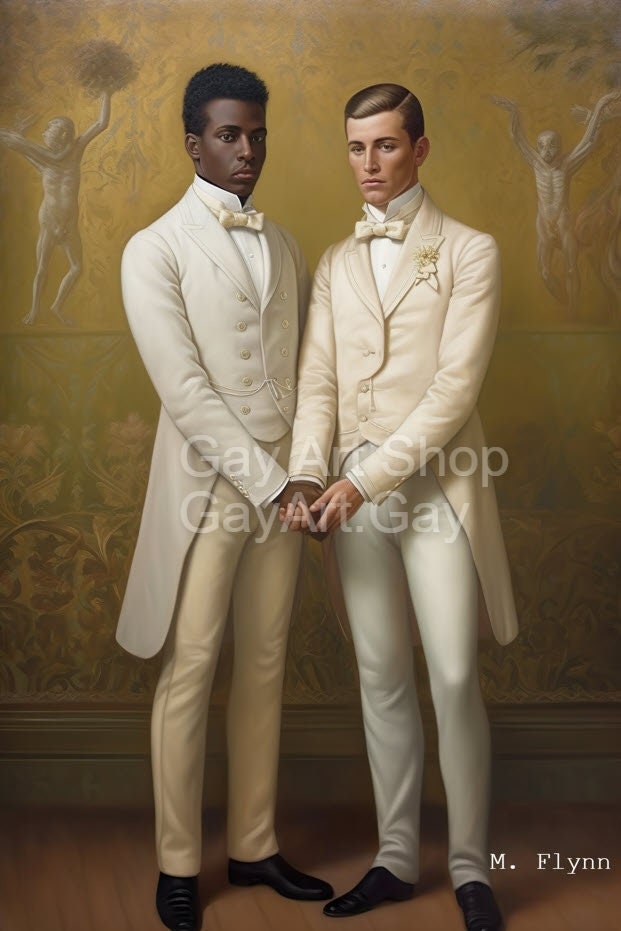1800s Gay Gentlemen Couples Art — Pop Surrealism Canvas Print - Etsy