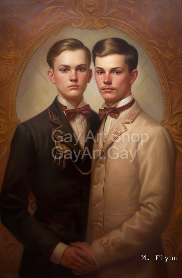 1800s Gay Gentlemen Couples Art — Pop Surrealism Canvas Print - Etsy