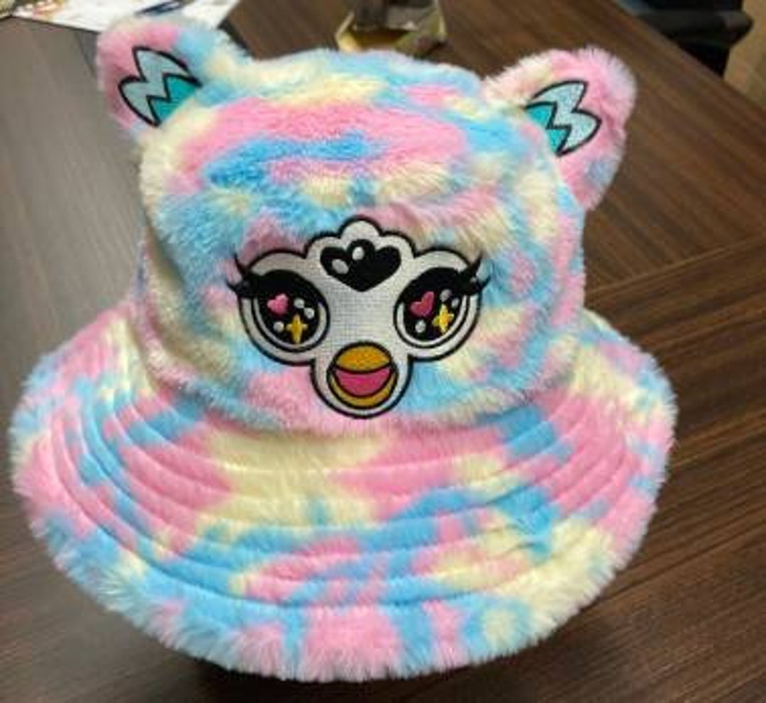 Plushie Fuzzy Sorbet Pastel Furby Bucket Hat - Etsy