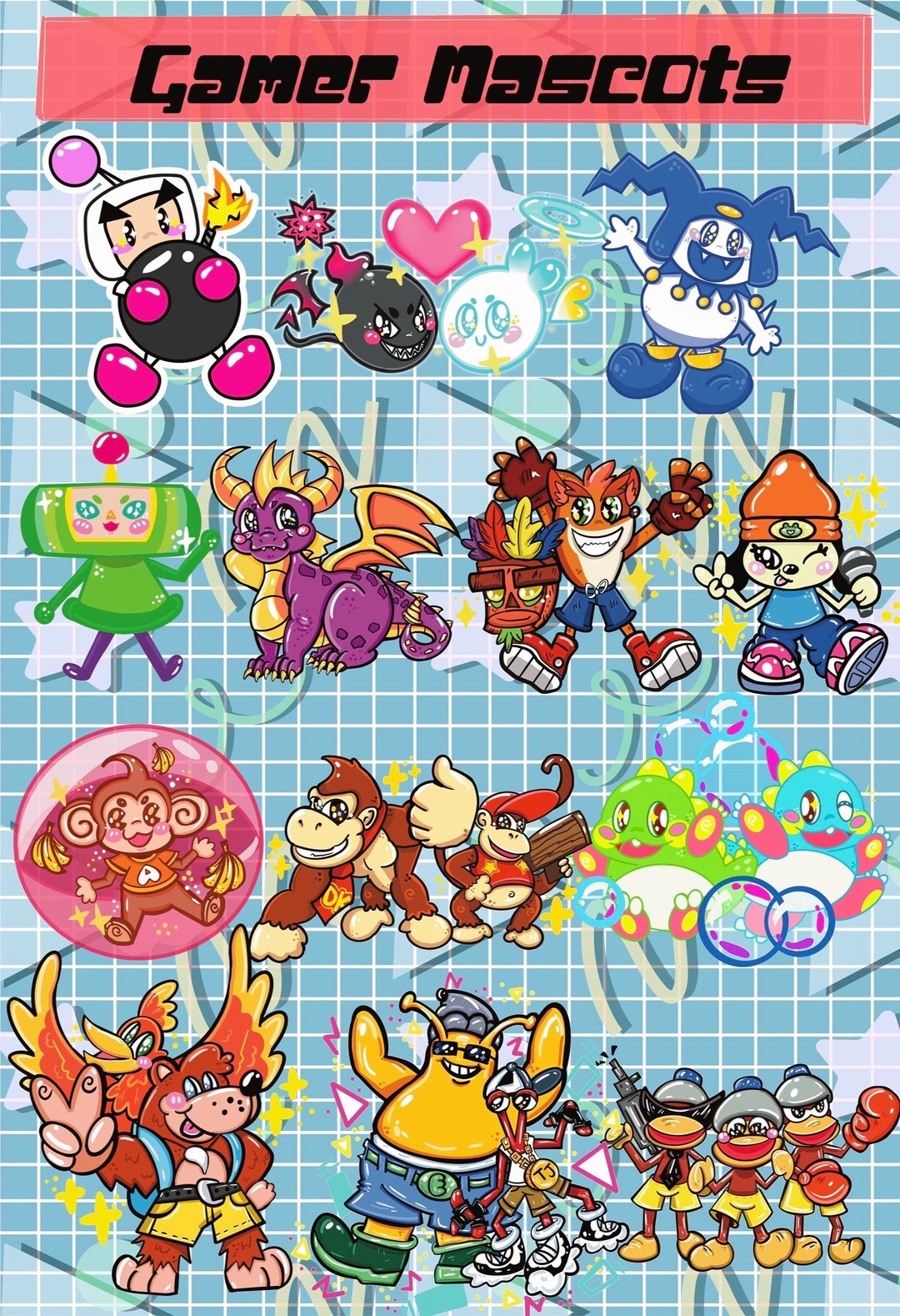 Gamer Mascots Retro Gamer Vinyl Sticker - Etsy