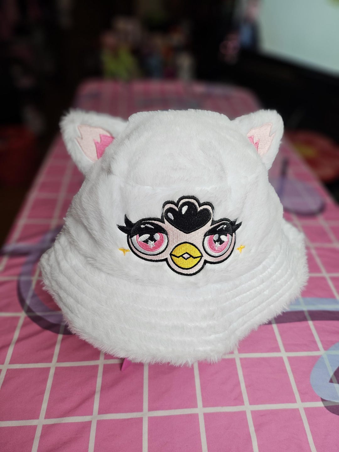 Fuzzy Furby White Bucket Hat - Etsy