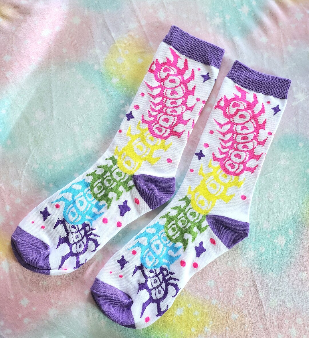 Rainbow Centipede Knit Socks - Etsy