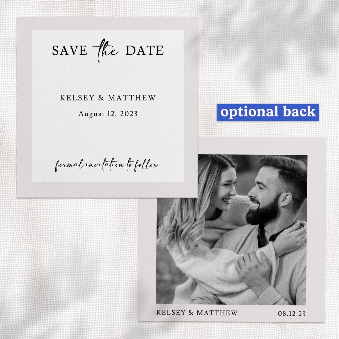Save the Date Square Border With Photo - Classic, Simple, Clean ...
