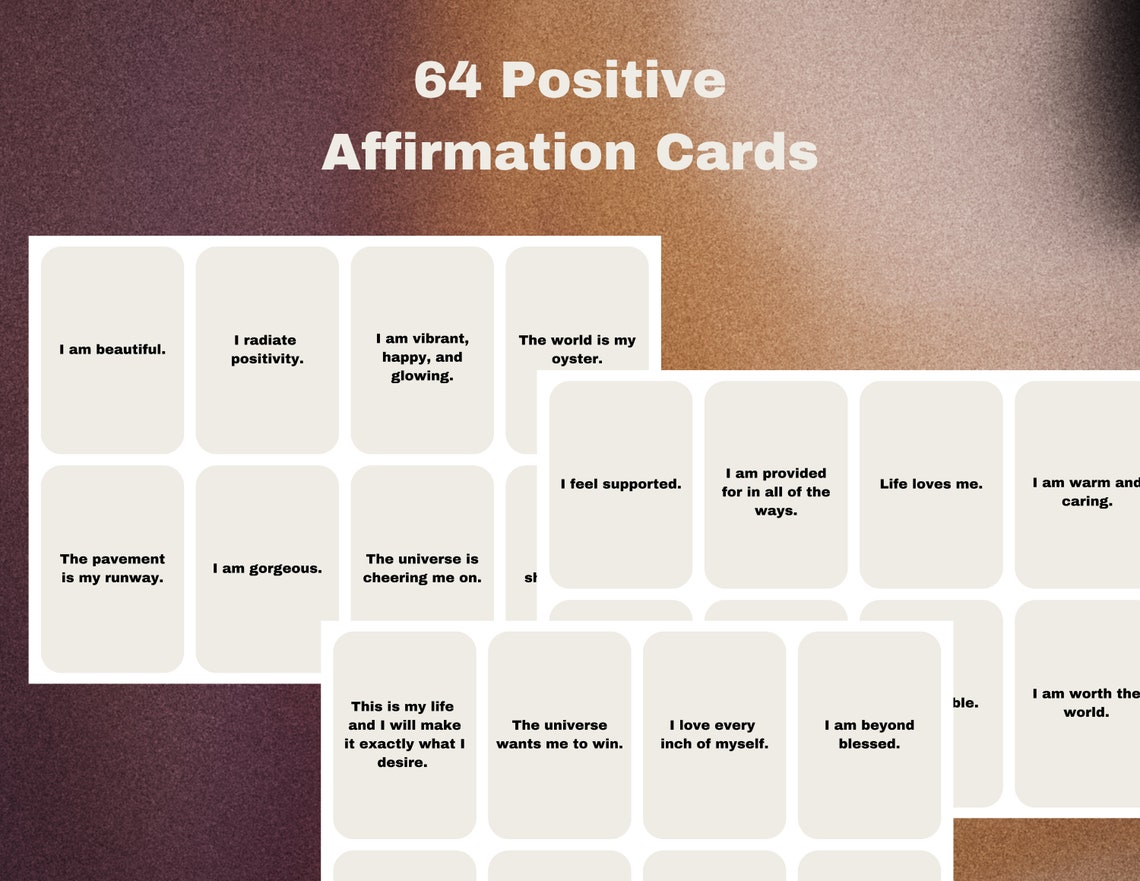 Positive Affirmation Cards Printable Digital Download Positivity Deck