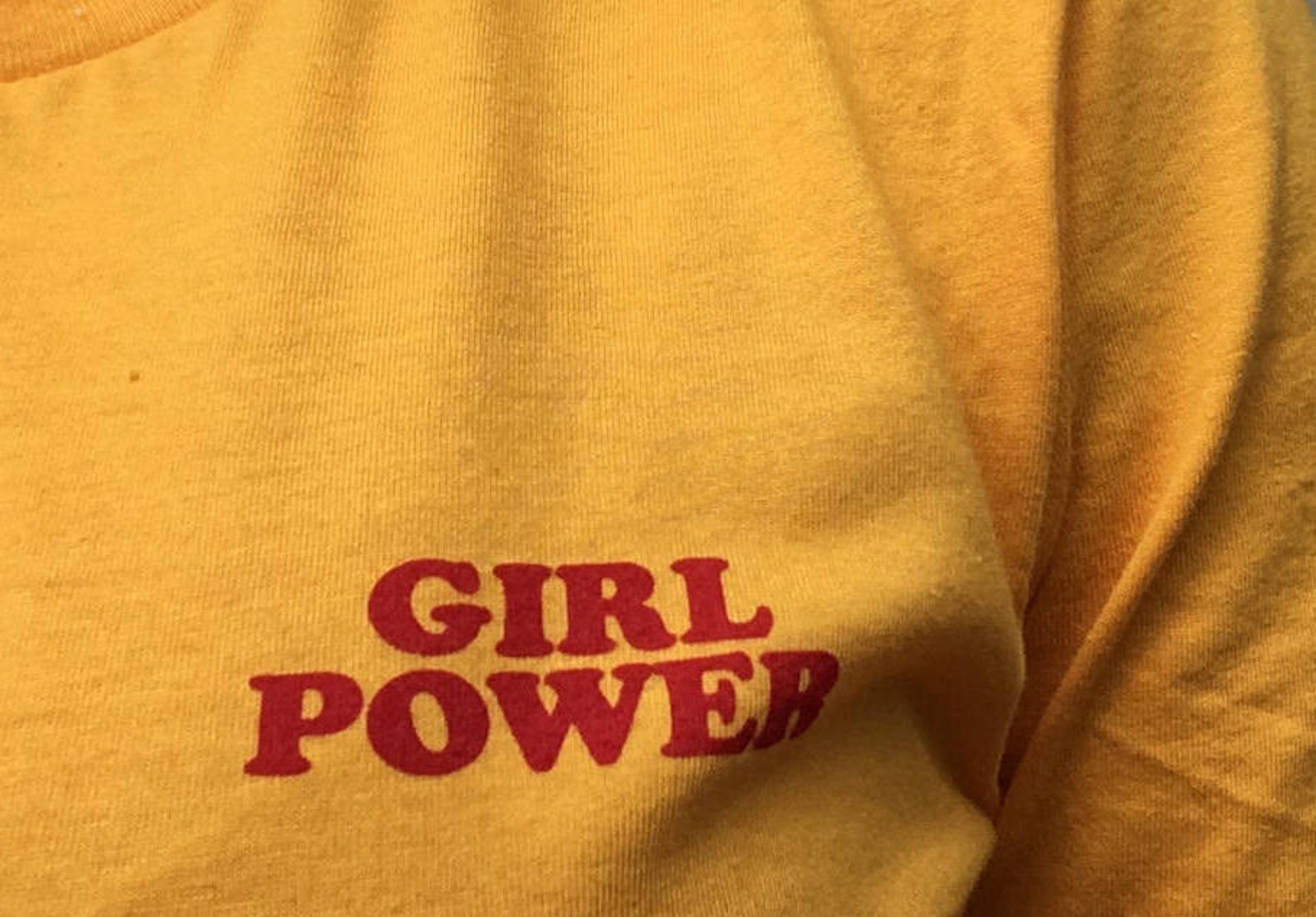 Girl Power T Shirt in Gold on the Left Chest small lettering | Etsy