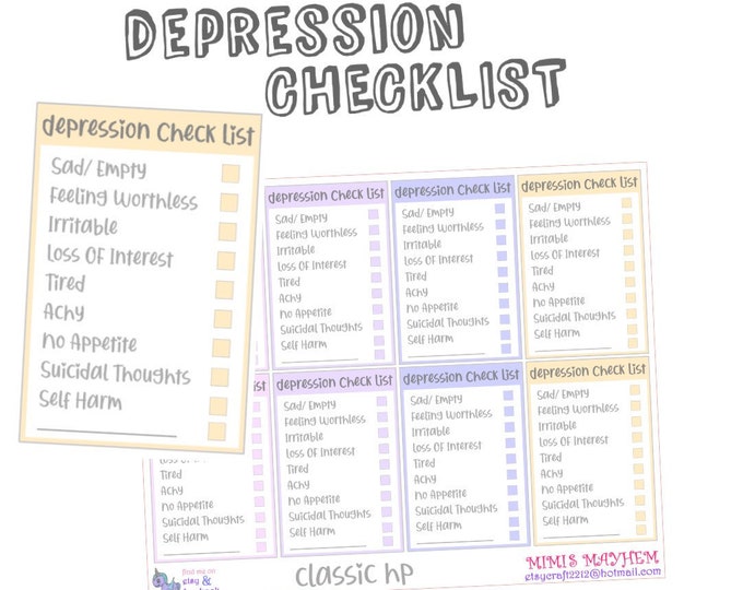 Depression Checklist // Mental Health Awareness // Diary // Planner ...