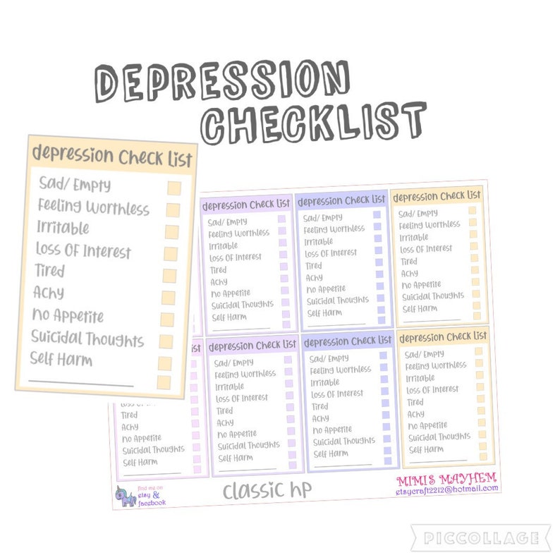 Depression Checklist // Mental Health Awareness // Diary // | Etsy