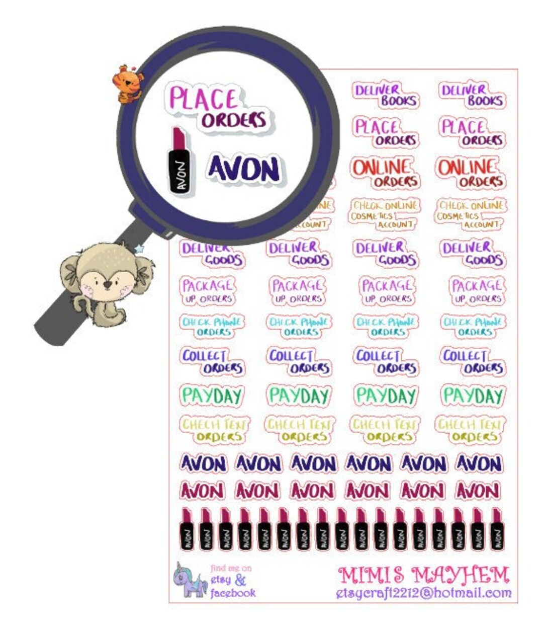 Avon // Planner // Sticker // Calendar // Filofax - Etsy