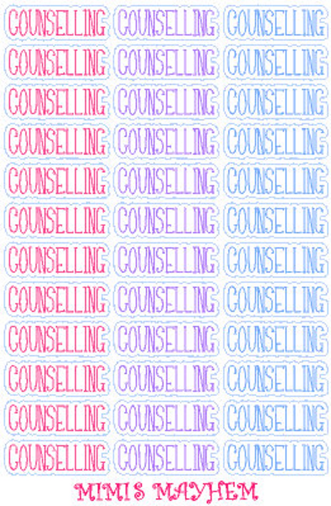 COUNSELLING // Happy Planner // Erin Condren // Personal // Stickers - Etsy