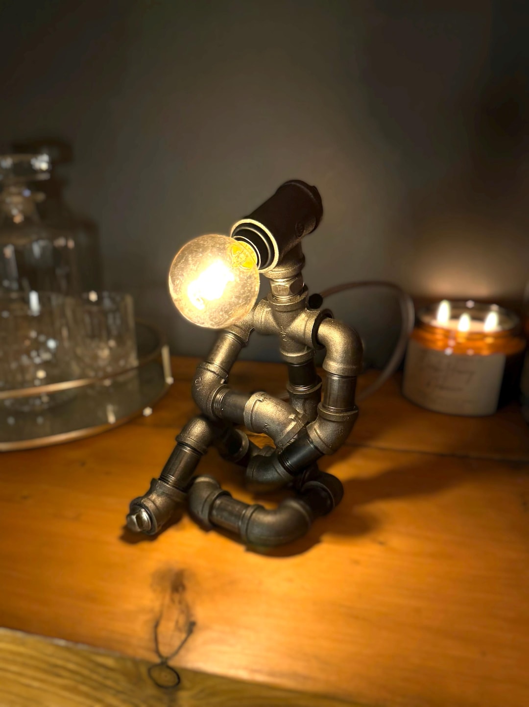 The Original Thinking Man Industrial Iron Pipe Lamp - Etsy UK