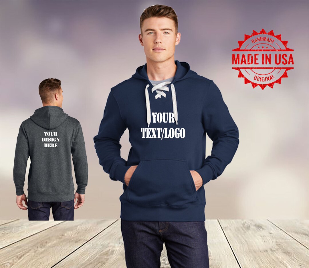 Custom Lace up Pullover Hooded Sweatshirt Print/embroidery/ Customized ...