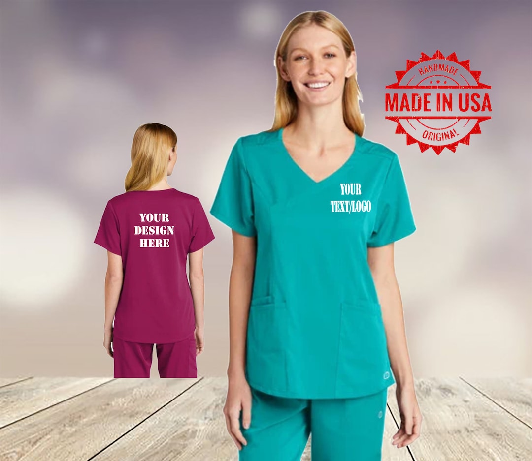 Custom Wholesale Women’s Premiere Flex™ Mock Wrap Top / Scrub Top ...