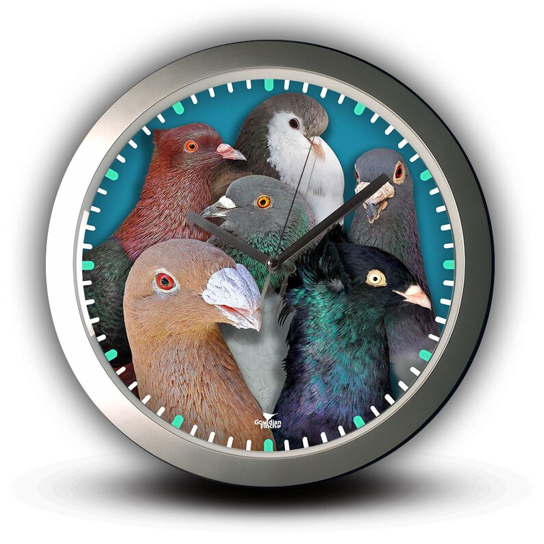 Pigeon Silver Wall Clock With Modern Design Racing Pigeon - Etsy