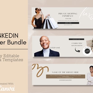 Linkedin Banner Canva - Template Bundle, Editable Banner, Professional ...