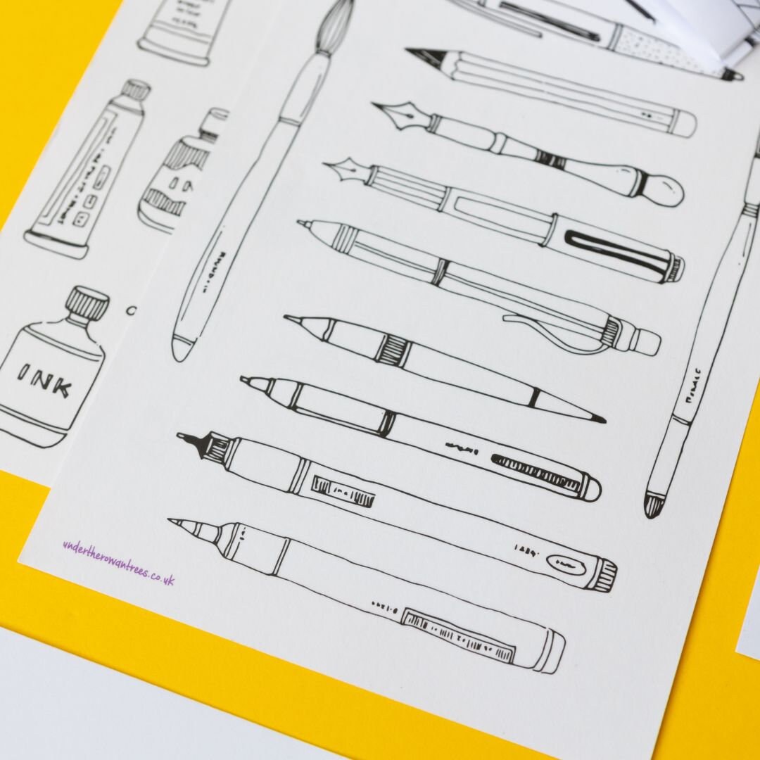 Stationery Sticker Sheets, Hand-drawn Illustrations, Washi Paper ...