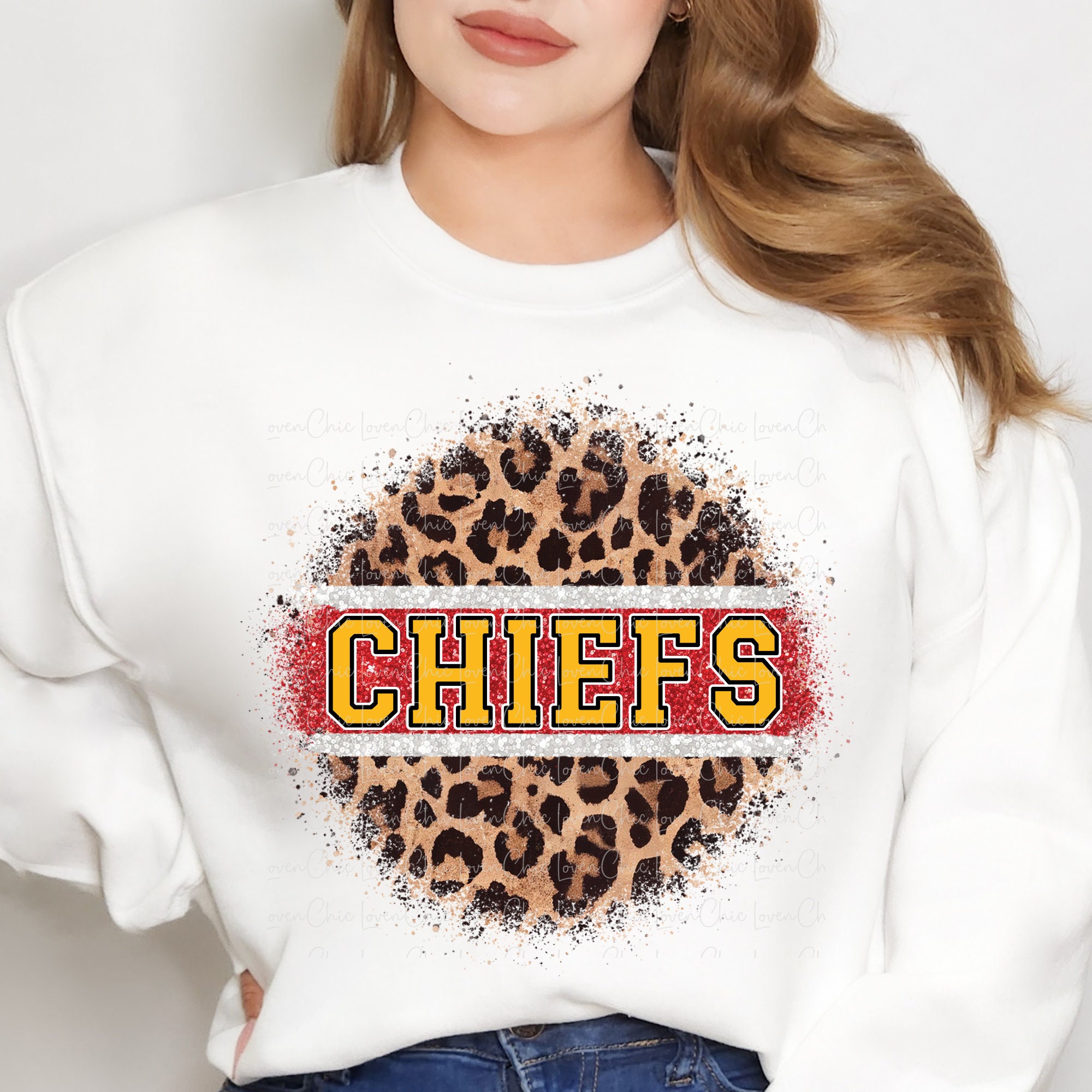 Chiefs Glitter PNG Sublimation, Varsity Football Sequin Png, Leopard ...