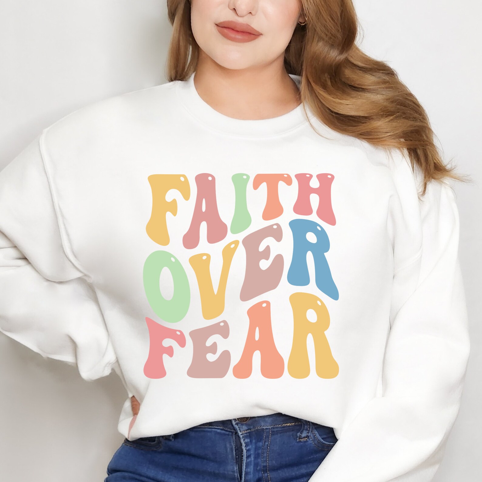 Faith Over Fear, Groovy Christian SVG PNG, Christian Shirts, Faith Png ...