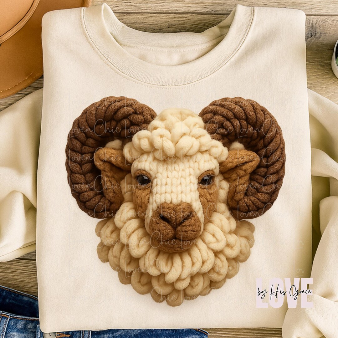 Faux Yarn Ram PNG, School Mascot Sublimation, Crochet Knit Style - Etsy