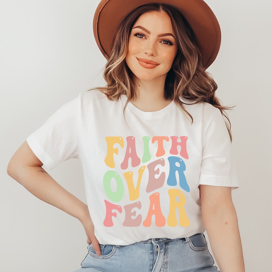 Faith Over Fear, Groovy Christian SVG PNG, Christian Shirts, Faith Png ...