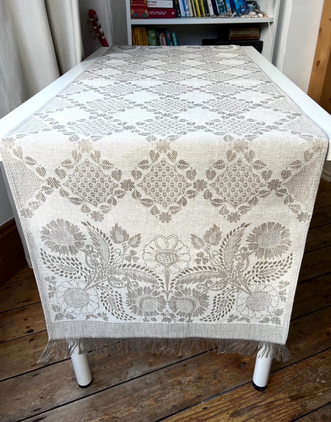 Linen Table Runner - Raw Edged Linen Table Runner - Ethnic Slavic ...