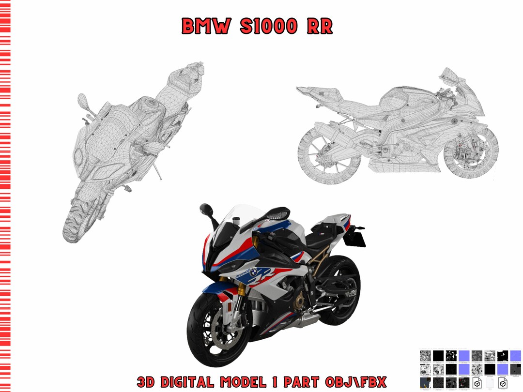 BMW S1000 RR Bike 3D Digital Model 1 Part, Not for 3D Printing - Etsy