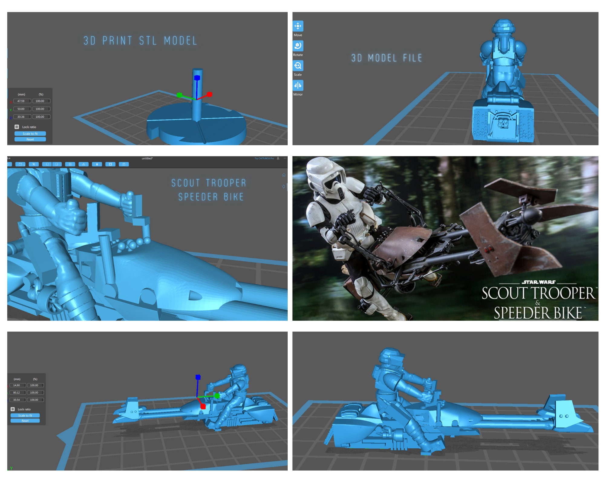 Star Wars Scout Trooper Speeder Bike 3D Model Biker Scouts 3D Print Stl ...